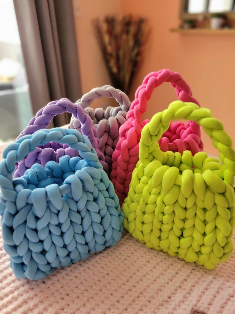 Handmade Knit Chunky Yarn Purse, Chunky Yarn Knit Bag, Chunky Knit ...