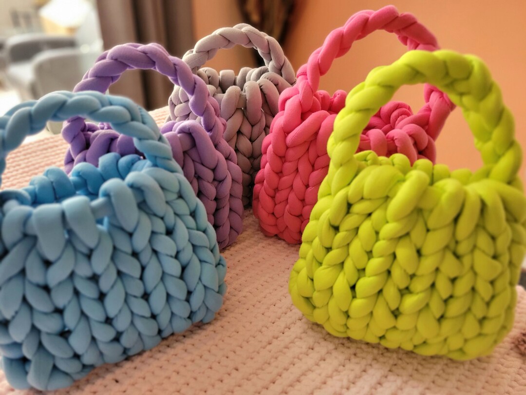 Handmade Knit Chunky Yarn Purse, Chunky Yarn Knit Bag, Chunky Knit ...