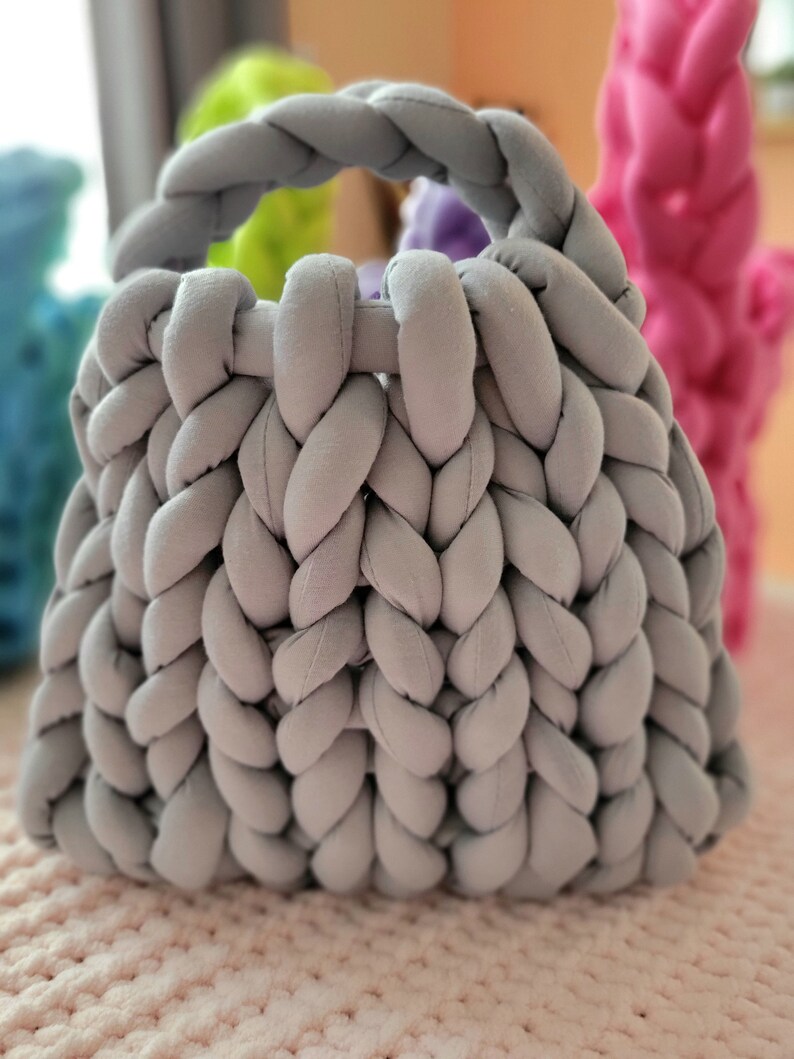 Handmade Knit Chunky Yarn Purse, Chunky Yarn Knit Bag, Chunky Knit ...