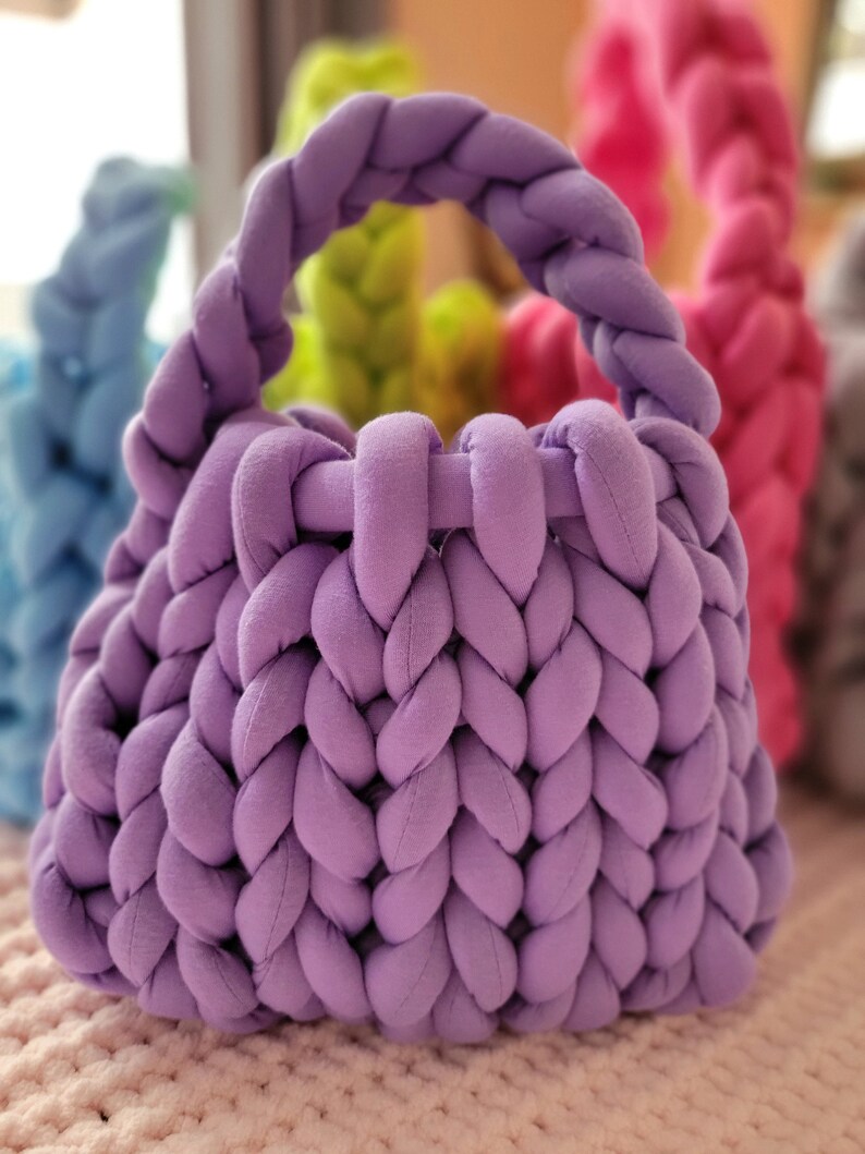 Handmade Knit Chunky Yarn Purse, Chunky Yarn Knit Bag, Chunky Knit ...