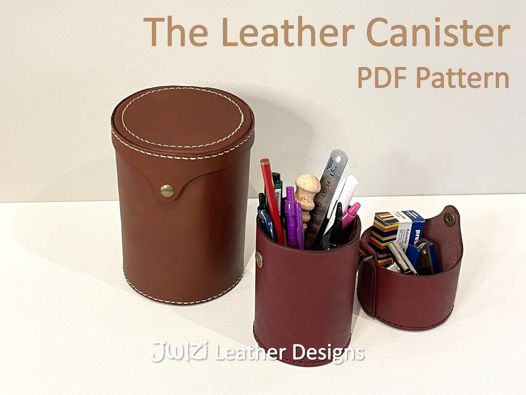 Leather Canister PDF Pattern: Hand Stitch Pencil Holder - Etsy