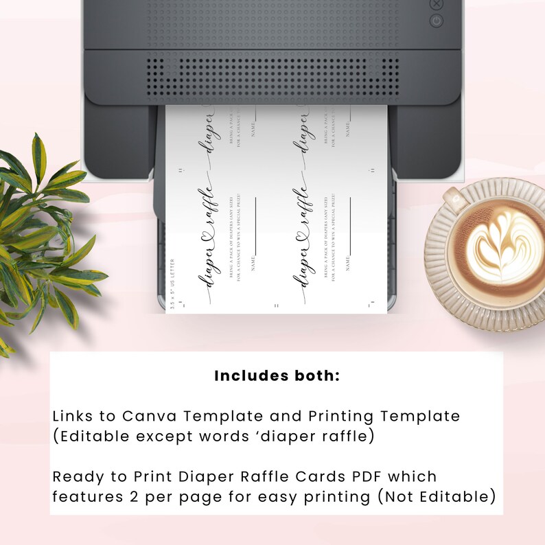 Minimalist Baby Shower Diaper Raffle Sign and Card Bundle, Black and ...