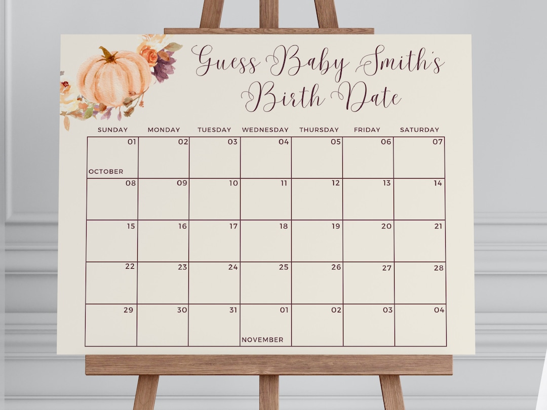 Baby Due Date Calendar Game, Guess Baby's Birth Date, Baby Betting Pool ...
