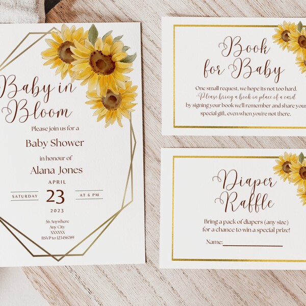 Baby in Bloom Sunflower Invitation - Etsy
