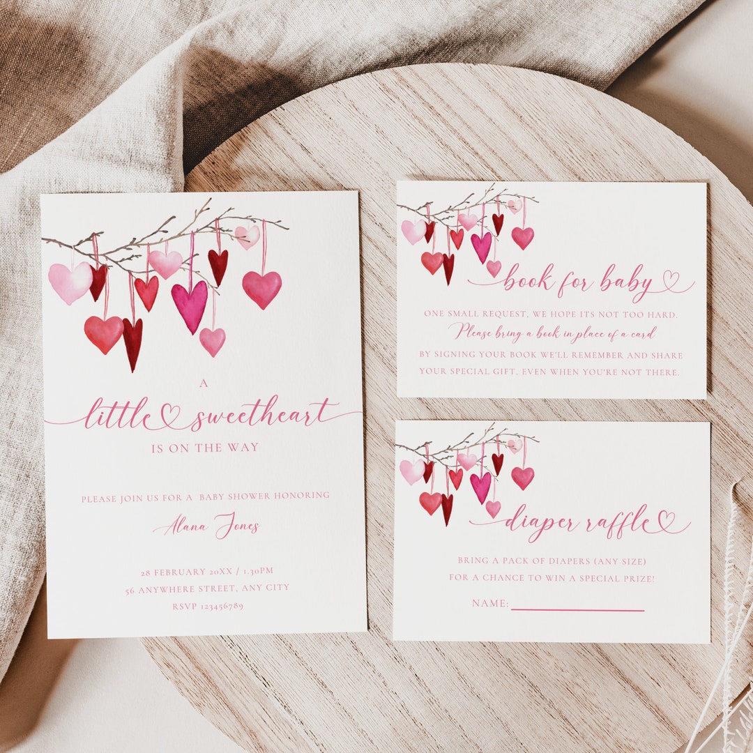 Valentines Baby Shower Invitation Bundle, A Little Sweetheart is on the ...