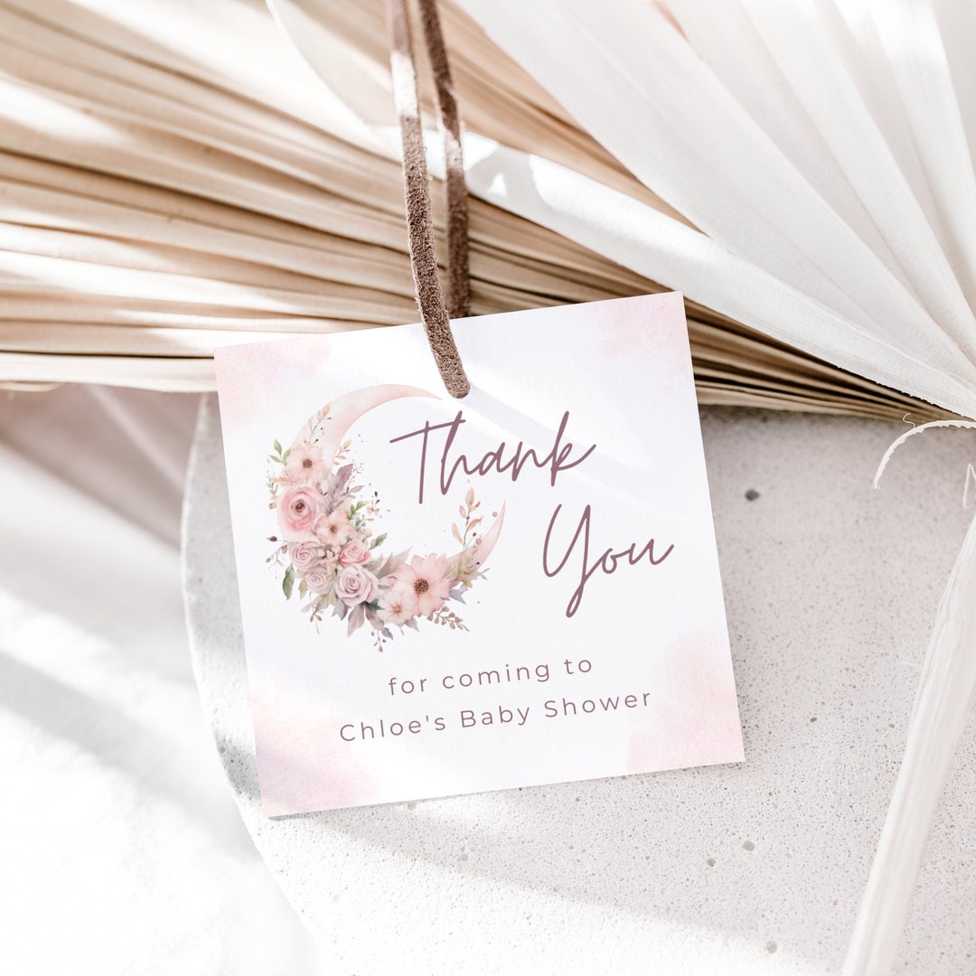 Boho Moon Baby Shower Favor Tags Over the Moon Gift Tag Blush Pink ...