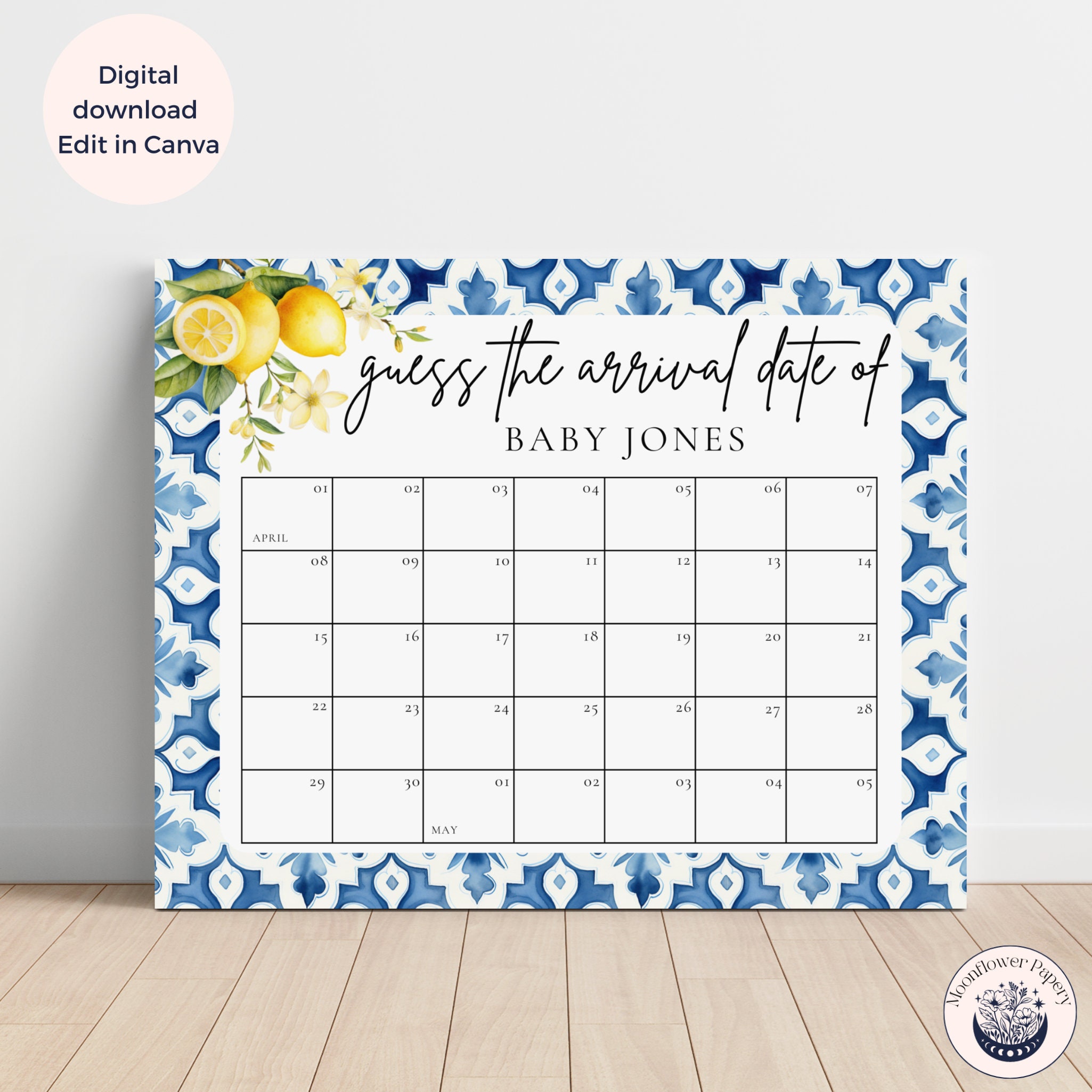 Baby Due Date Calendar Game, Guess Baby's Birth Date, Baby Betting Pool ...