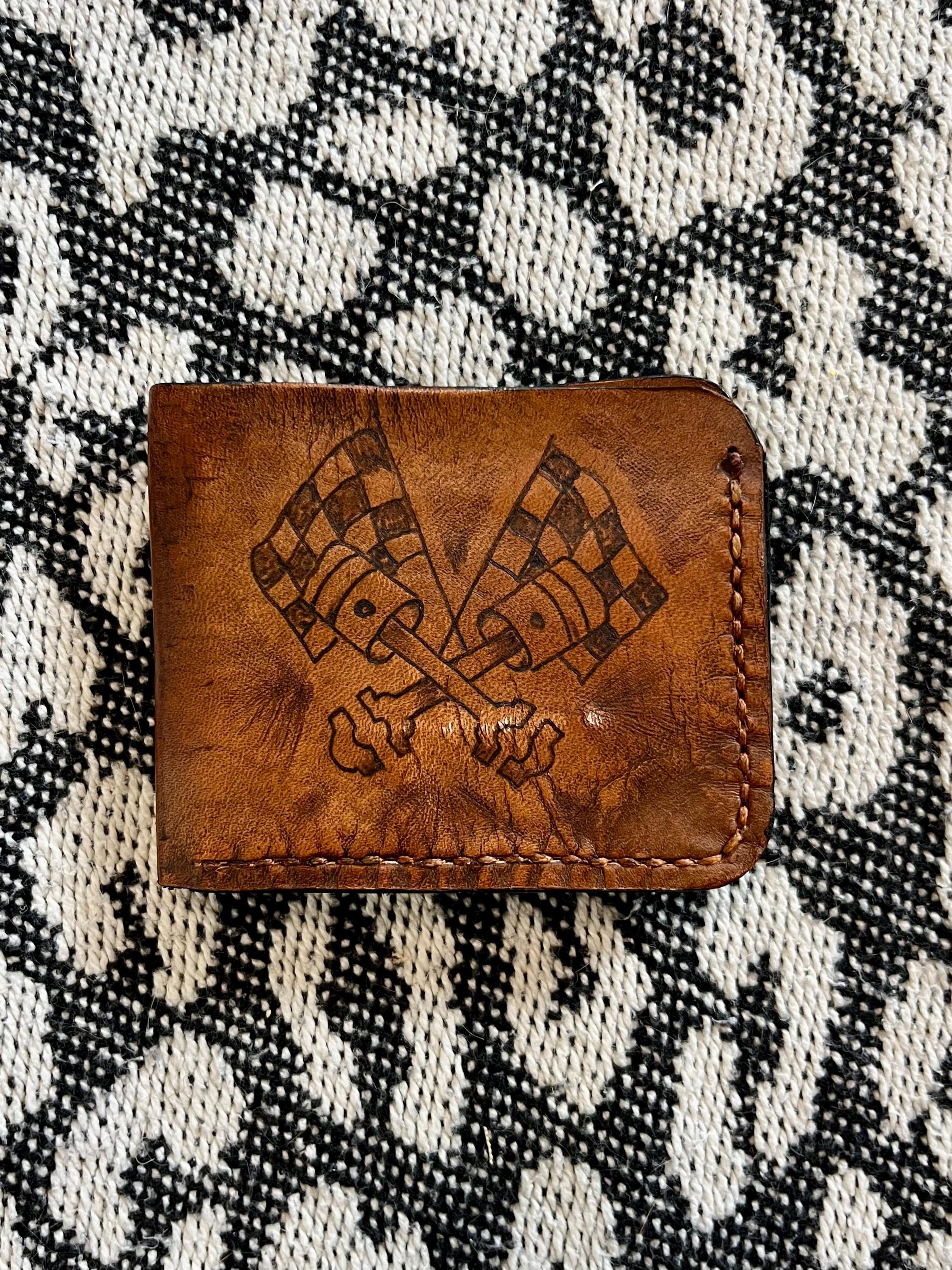 Handmade Leather Wallet With Racing Pistons and Checkered Flags ...