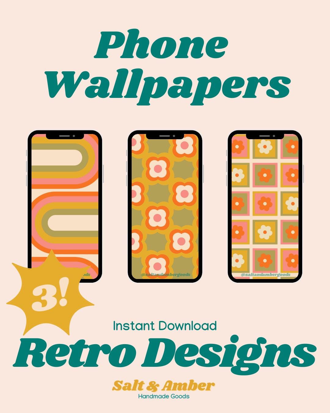 Retro Phone Wallpaper Pack – Instant Download (3 Designs!) - Etsy