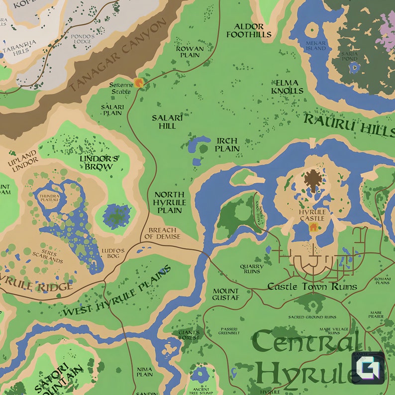 Legend of Zelda Map Poster, Tears of the Kingdom Map, Breath of the Wild Map, Kingdom of Hyrule ...