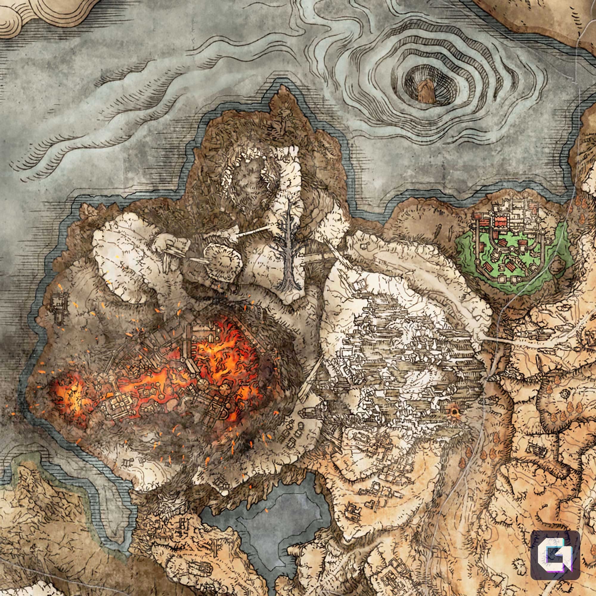 Elden Ring Lands Between Map Framed Poster, Elden Ring Map, High ...