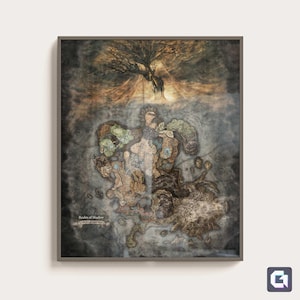 Elden Ring Lands Between Map Framed Poster, Elden Ring Map, High ...