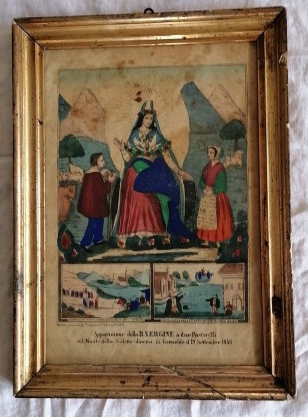 Old Lithograph of the Apparition of the Virgin Mary in - Etsy