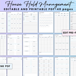 Home Management Planner, Household Planner Printables, Home Management ...