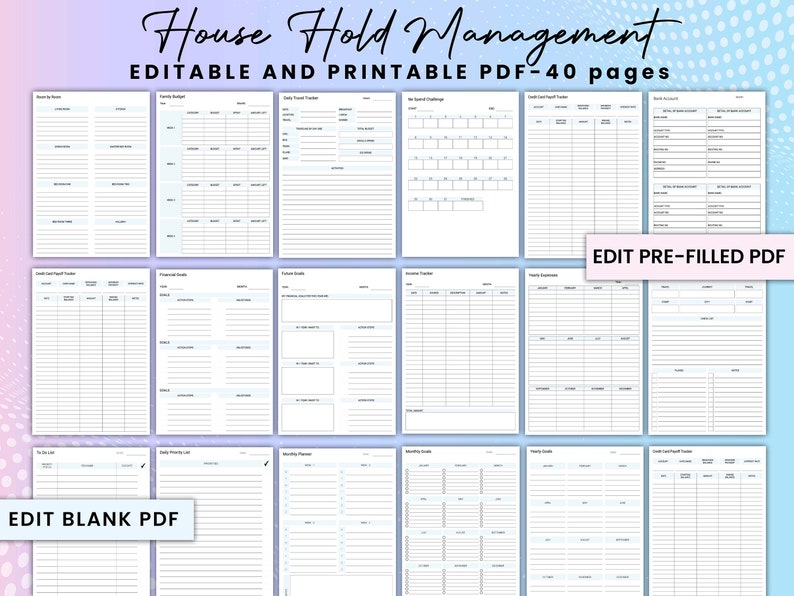 Home Management Planner, Household Planner Printables, Home Management ...