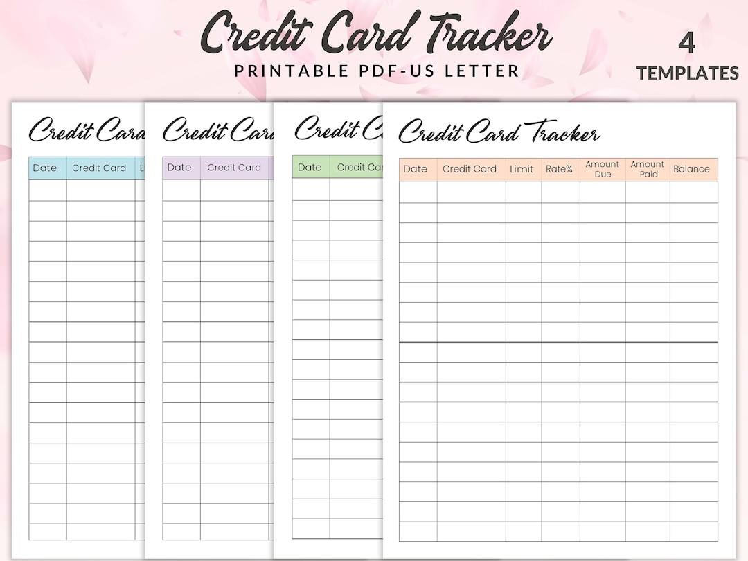 Credit Card Tracker, Printable Credit Card Log, Credit Card Planner ...