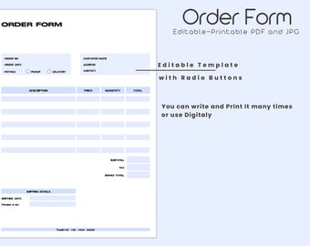 5 Editable Order Forms Bundle, Order Form Template Printable, Printable ...