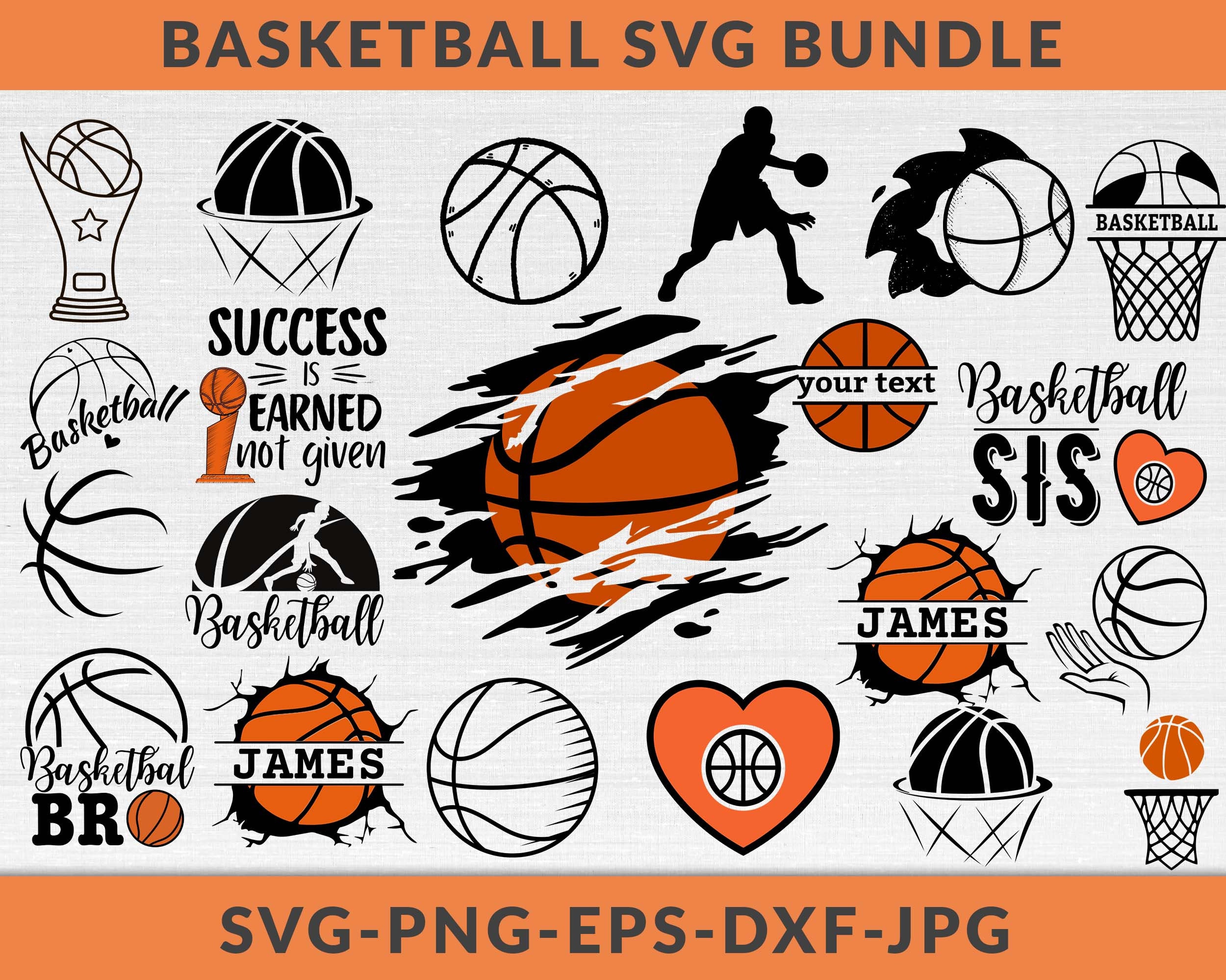 Basketball SVG, Hoops Clipart Sports Design Basketball Player Slam Dunk ...