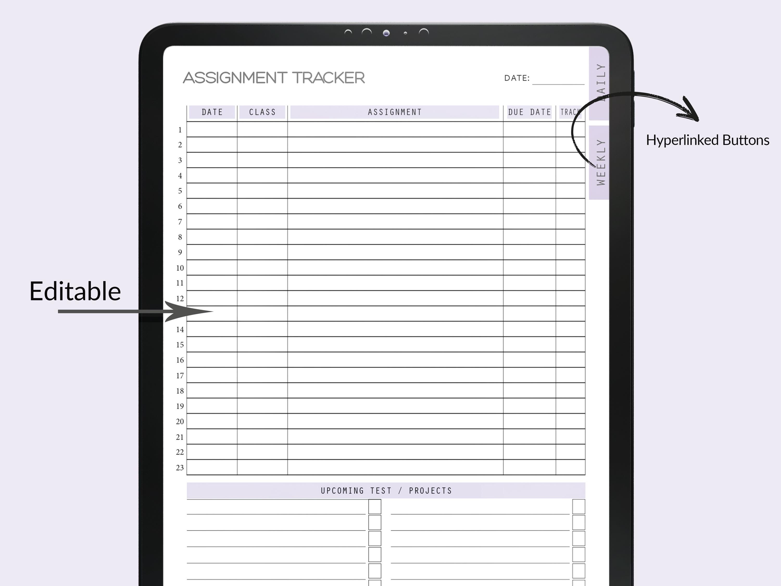 Weekly Assignment Tracker, Assignment Planner, Student Task Tracker ...