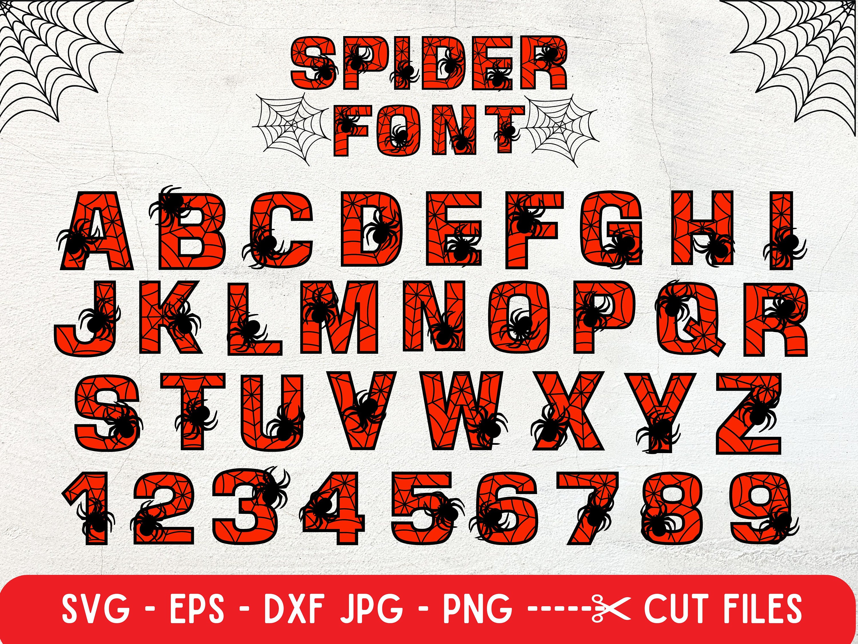 Spider Font SVG, Spider Alphabet SVG, Spider Font Spider Web Font Spider Web SVG Spider Spider ...