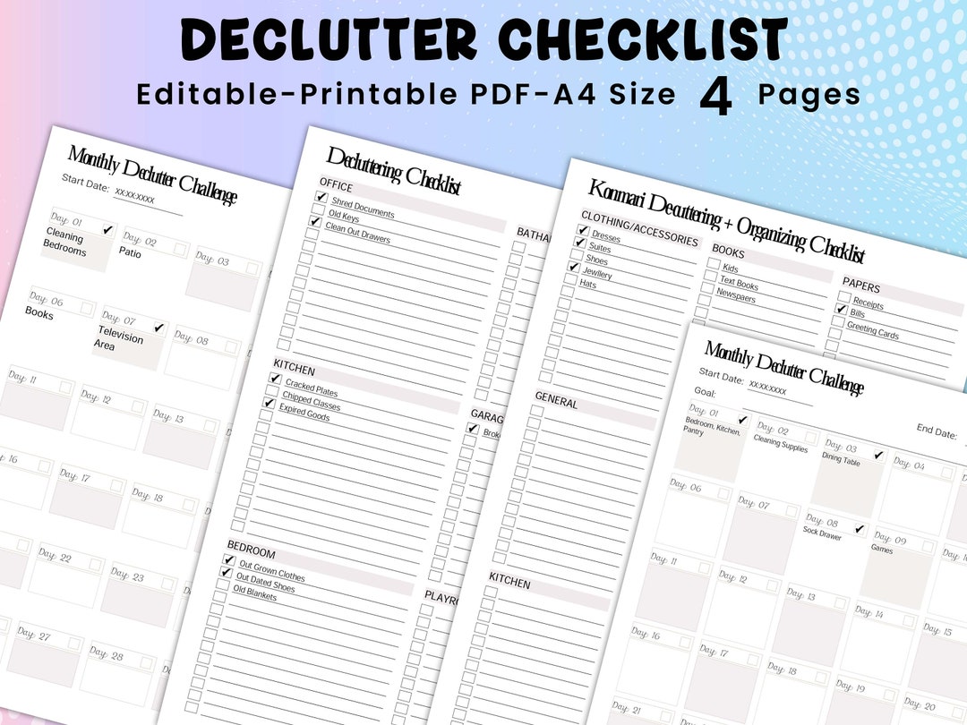Decluttering Checklist, Decluttering List, Decluttering Guide ...