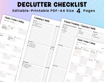 Decluttering Checklist, Decluttering List, Decluttering Guide Decluttering Planner Declutter ...