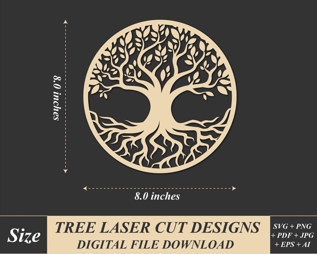 Tree Laser Cut Svg Files, Vector Files for Wood Laser Cutting, Svg, Pdf ...