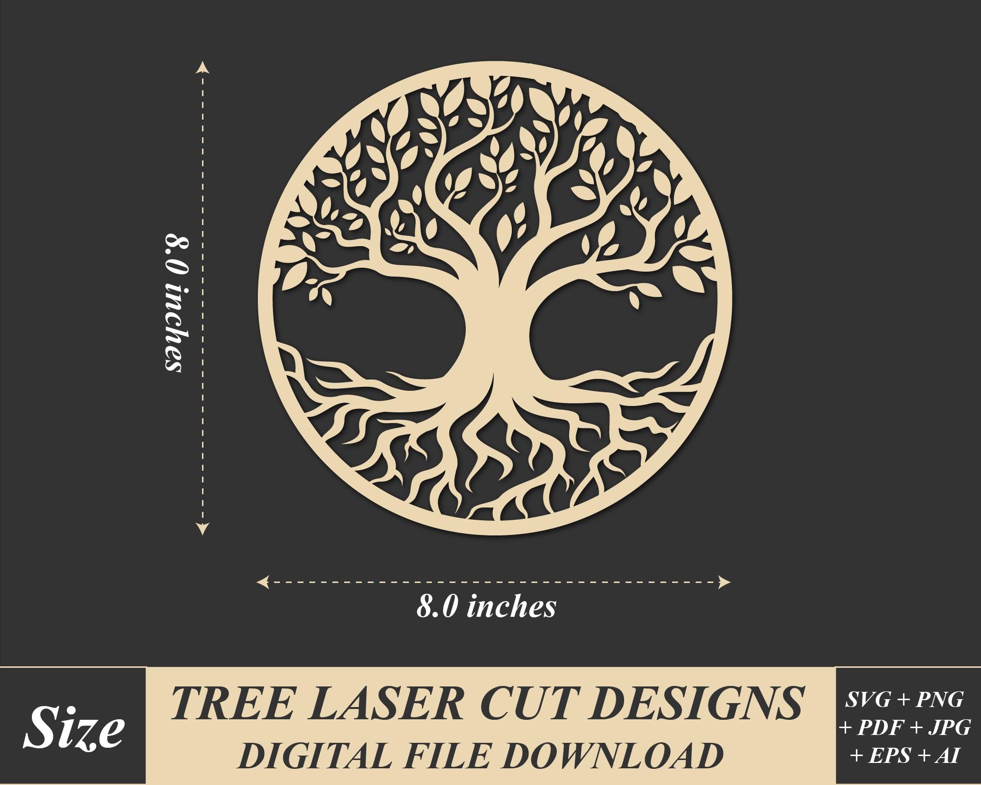 Tree Laser Cut Svg Files, Vector Files for Wood Laser Cutting, Svg, Pdf ...
