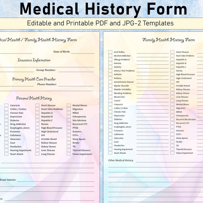 Family Medical History Checklist Template - Etsy