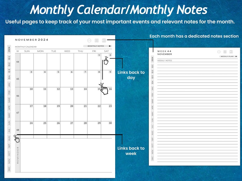 BOOX Note Air Templates, Daily Planner 2024 Digital, Hyperlinked PDF ...