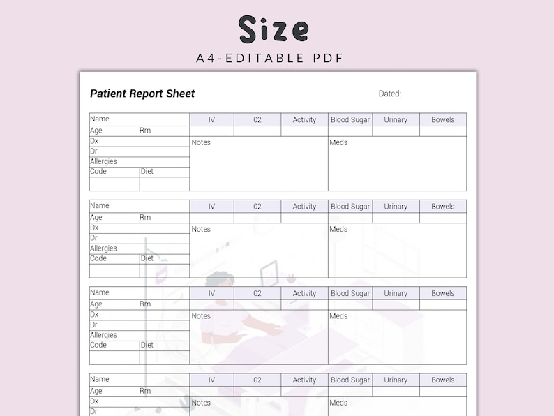 Patient Report Sheet Patient Record Patient Report Sheet Editable ...