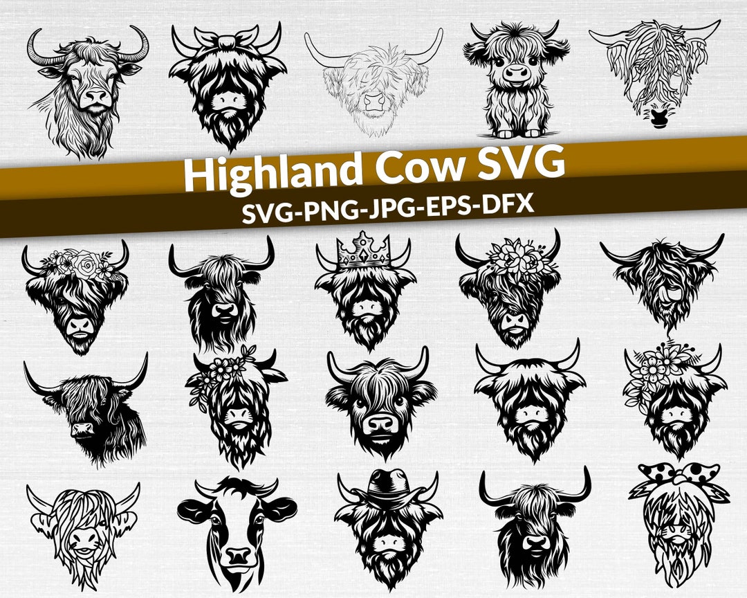 Highland Cow Svg Bundle, Highland Cow Png, Highland Cow Head Svg, Cow ...