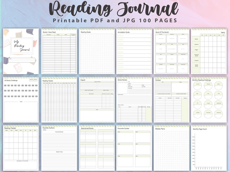 Reading Journal Template, Reading Journal Digital, Reading Journal ...
