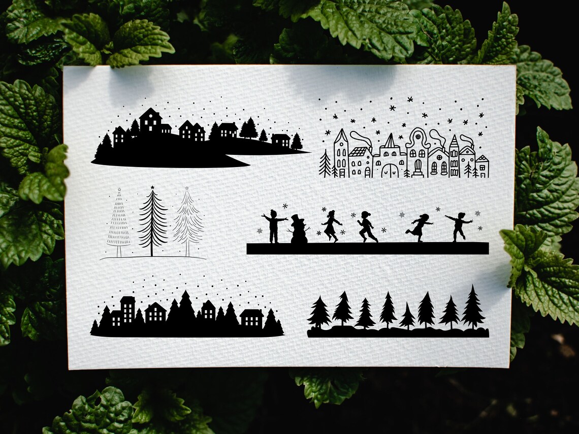 Christmas Scene Svg, Falling Snow Svg Bundle, Holidays, New Years ...