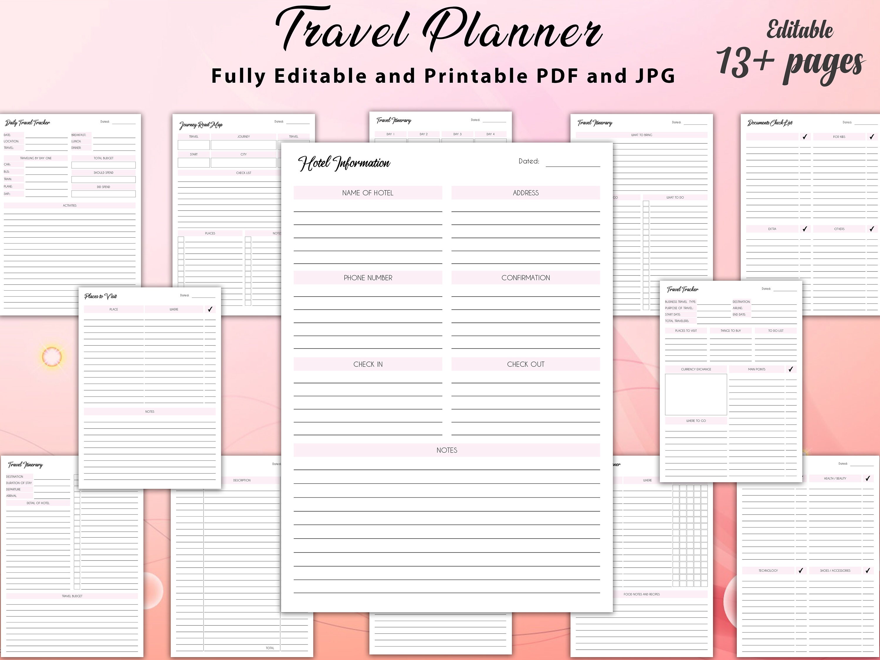 Editable Travel Planner Template, Trip Itinerary Planner, Holiday ...