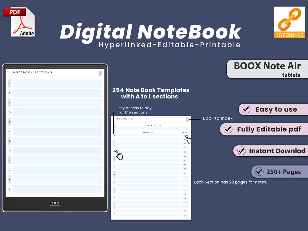 BOOX Note Air Templates, Digital Notebook, iPad Digital Notes, Notebook ...