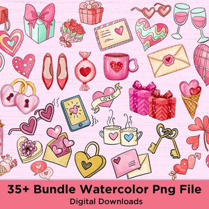 Watercolor Clipart Valentines Day, Pink Valentines Clipart, Watercolor ...
