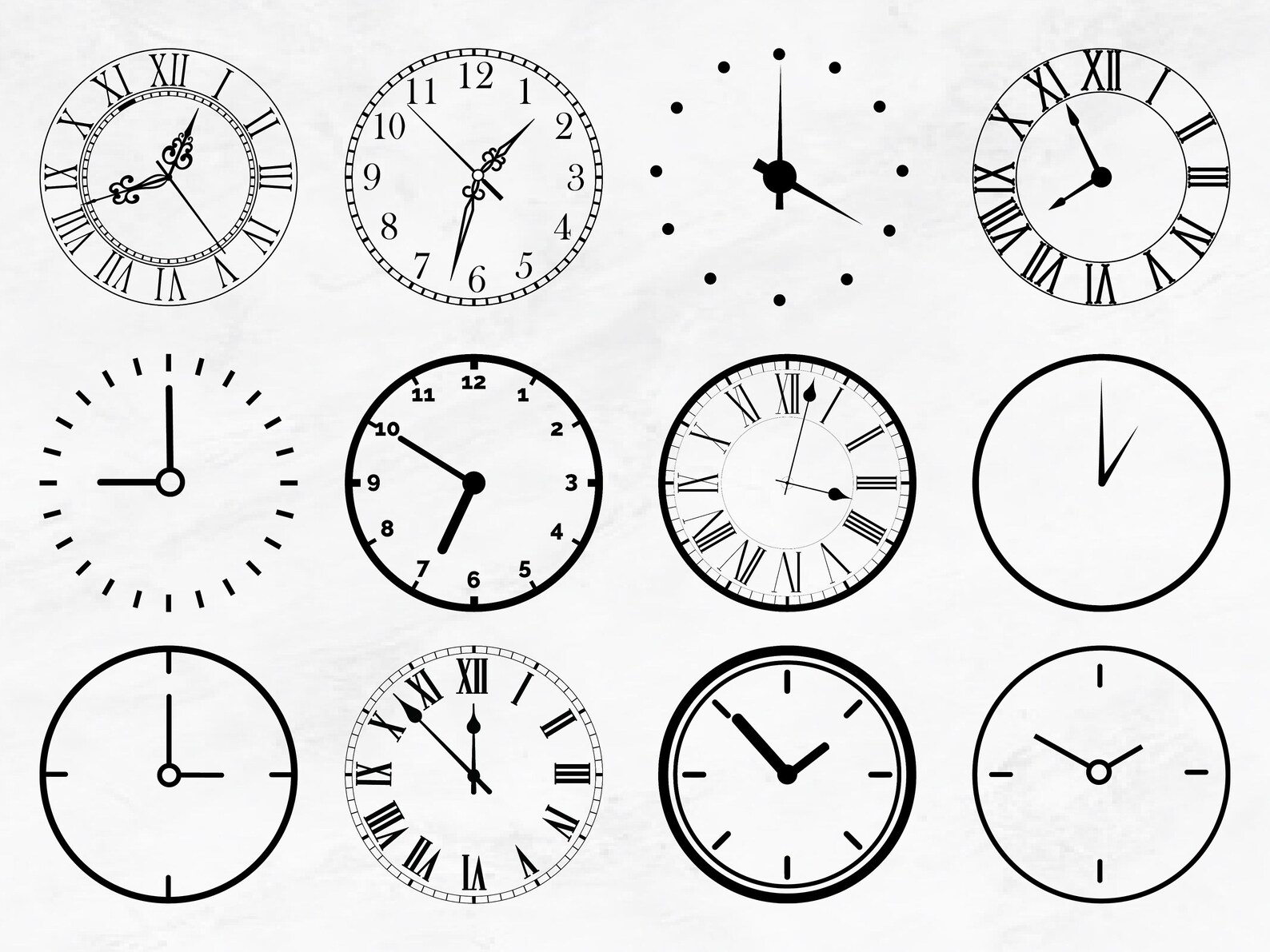 Clock Face SVG Bundle, Clock Svg, Clock Face Clipart Bundle Cut Files ...