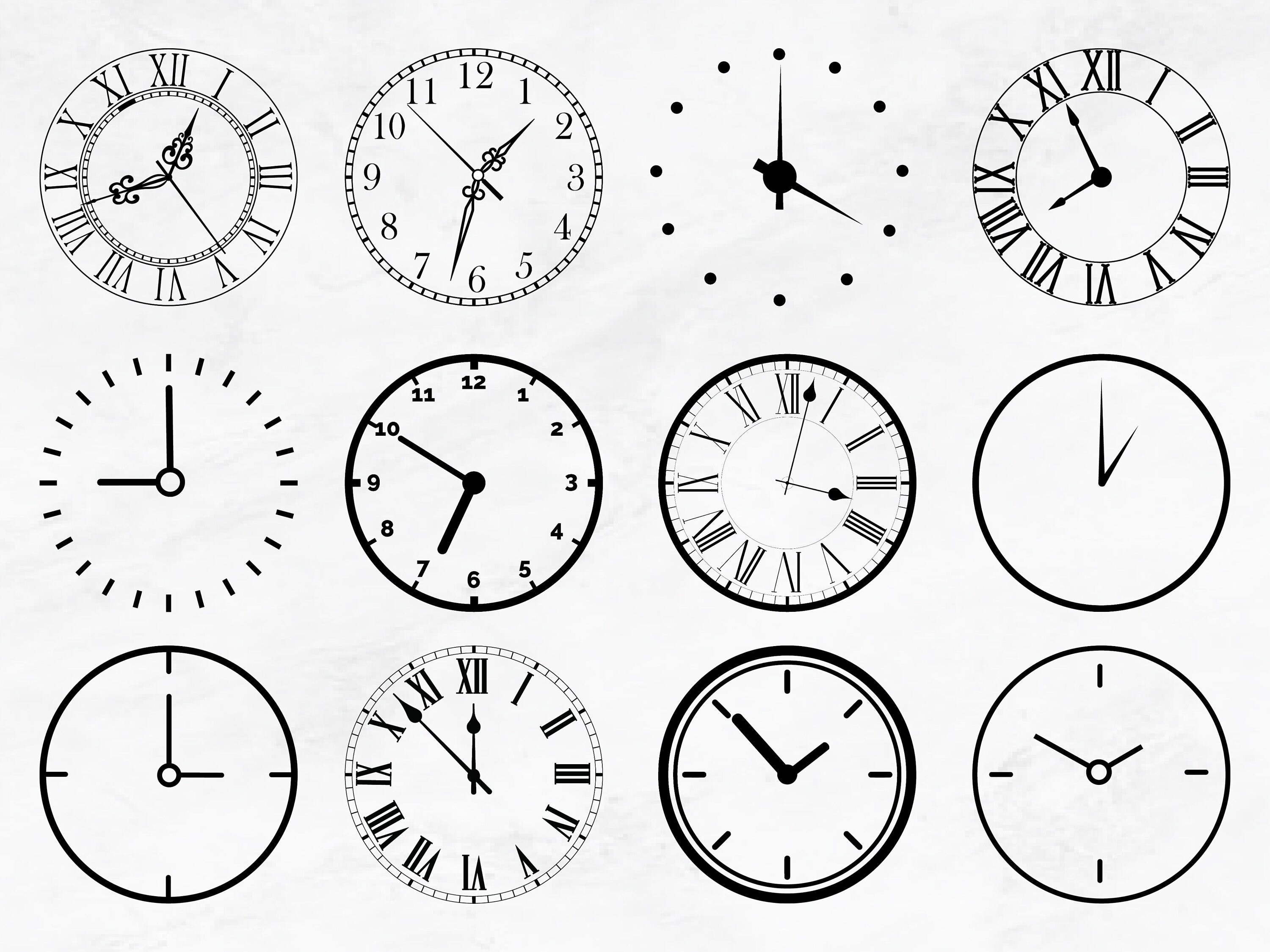Clock Face SVG Bundle, Clock Svg, Clock Face Clipart Bundle Cut Files ...