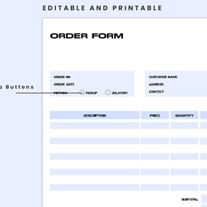 Editable Order Form, Order Form Template Printable, Printable Small ...