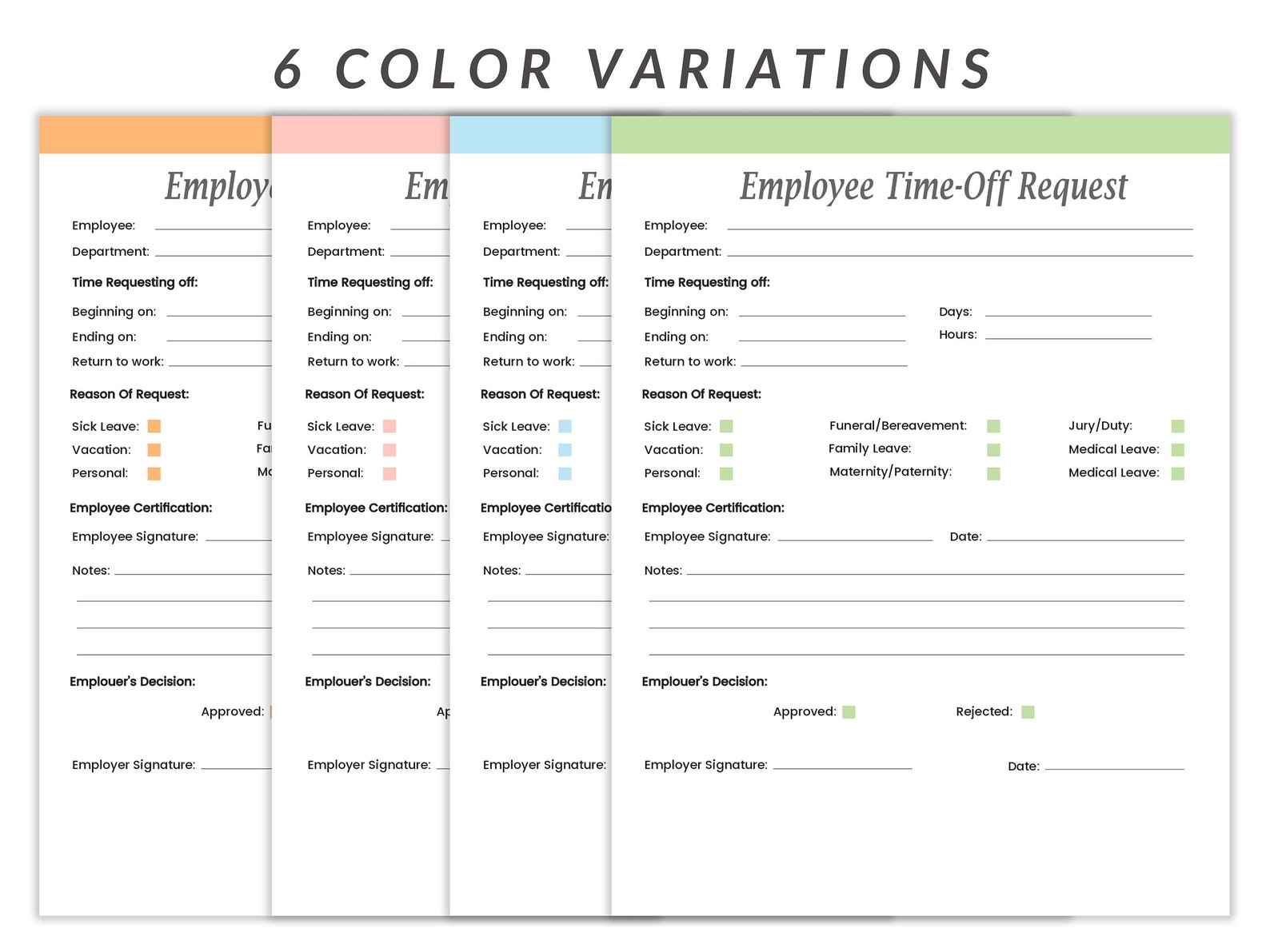 Employee Time off Request Form, Printable Employee off Request ...
