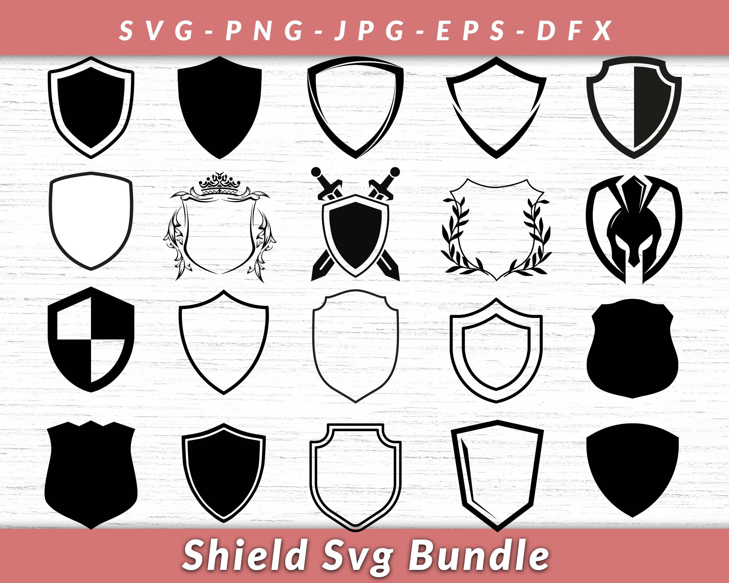 Shield Svg BUNDLE, Flowery Shield SVG, Shield PNG, Shield Clipart ...