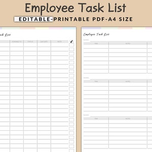 Editable Employee Task List, Task Management, Employee Task Management ...