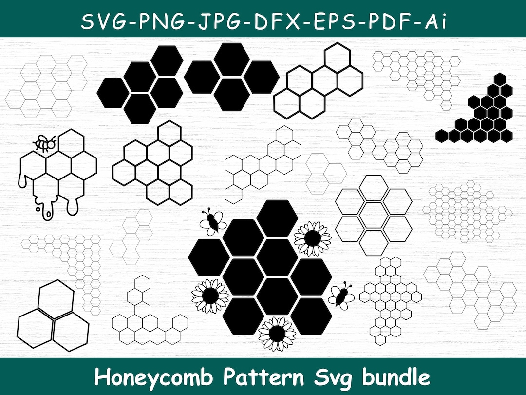 Honeycomb Pattern Svg Png Bundle, Honeycomb Bee Pattern,hexagon Pattern ...