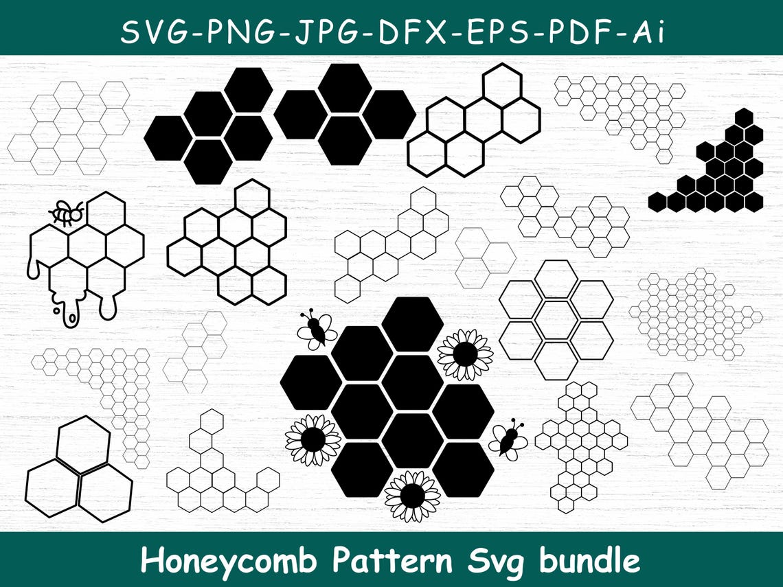 Honeycomb Pattern Svg Png Bundle, Honeycomb Bee Pattern,hexagon Pattern ...