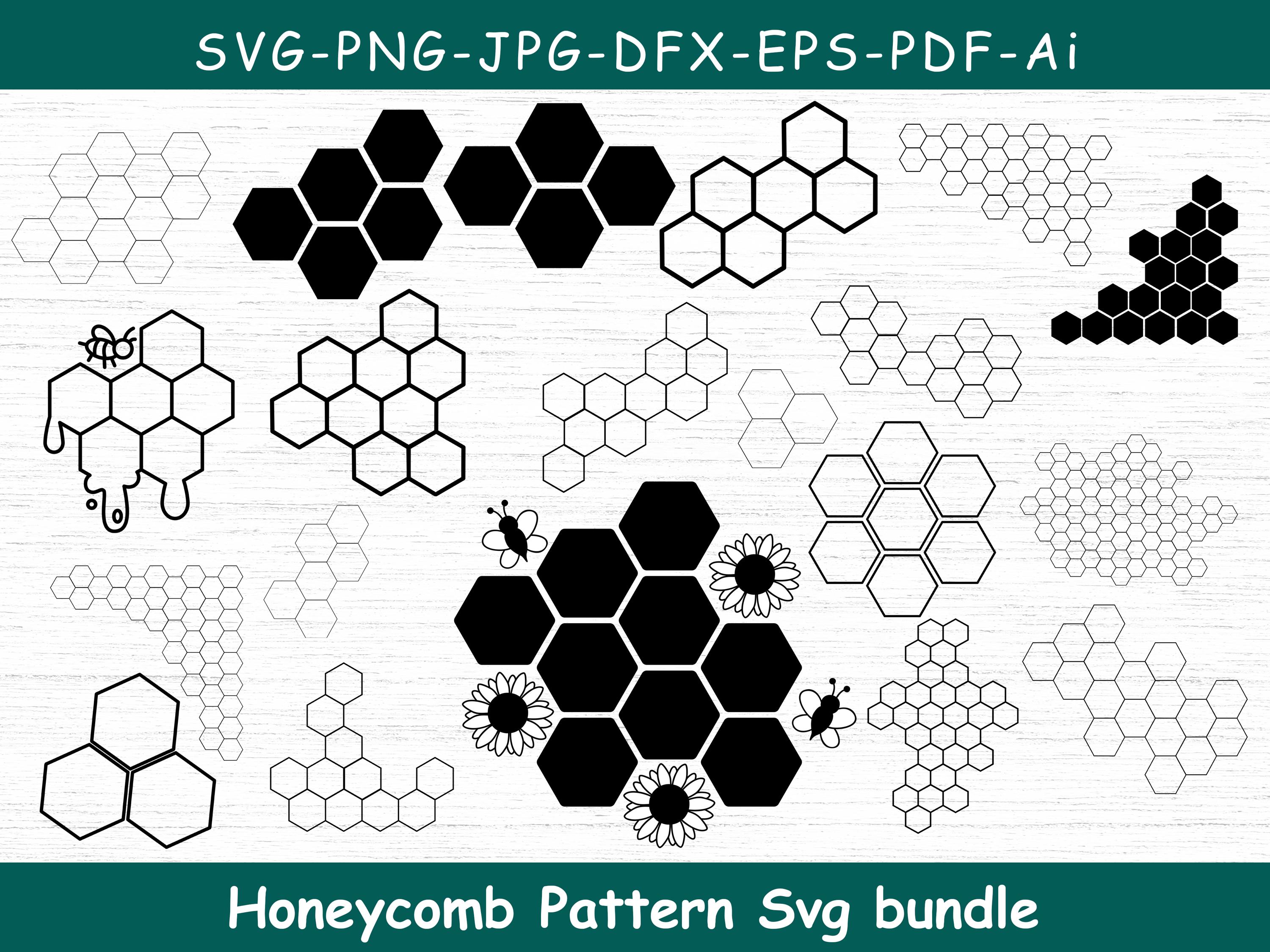 Honeycomb Pattern Svg Png Bundle, Honeycomb Bee Pattern,hexagon Pattern ...