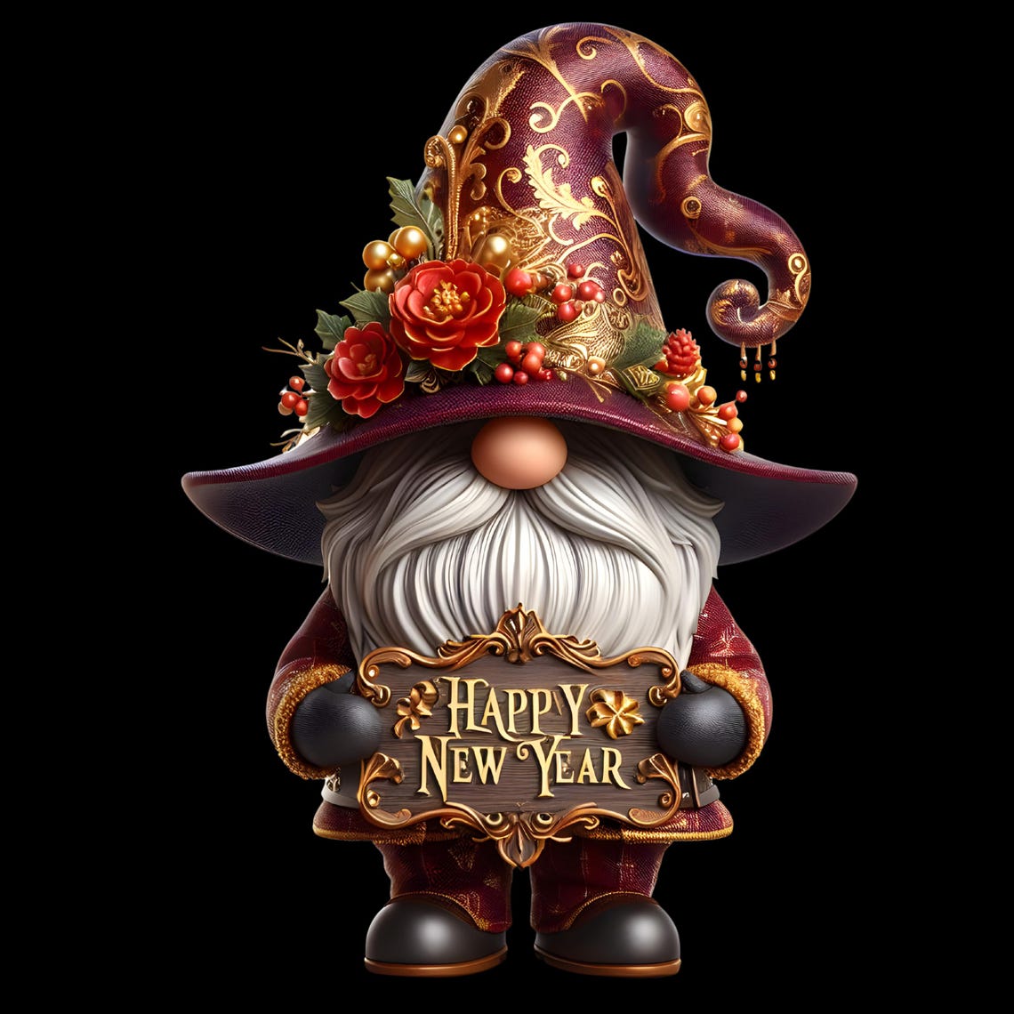 Happy New Year Gnomes Clipart Bundle, Happy New Year,gnome Png Graphics ...