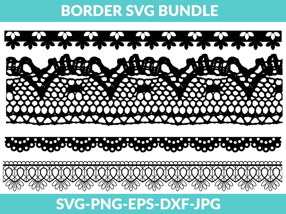 Border Svg Bundle, Lace Border Svg, Lace Frame Svg, Lace Border Clipart ...