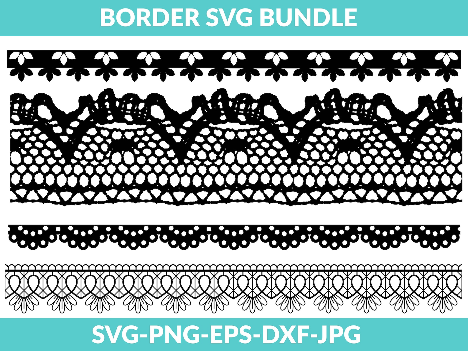 Border Svg Bundle, Lace Border Svg, Lace Frame Svg, Lace Border Clipart ...
