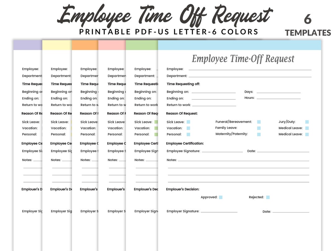 Employee Time off Request Form, Printable Employee off Request ...